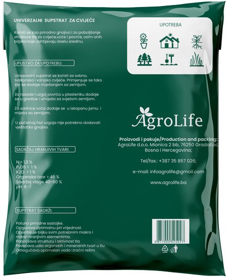 Univerzalni supstrat za cvijeće | AgroLife d.o.o.